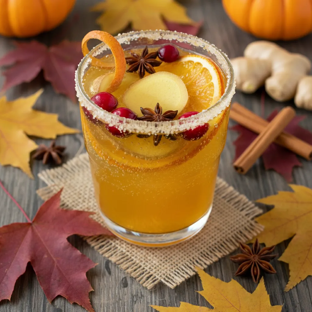 Autumn Harvest Ginger Turmeric Mocktail with Sparkling Apple Cider ...