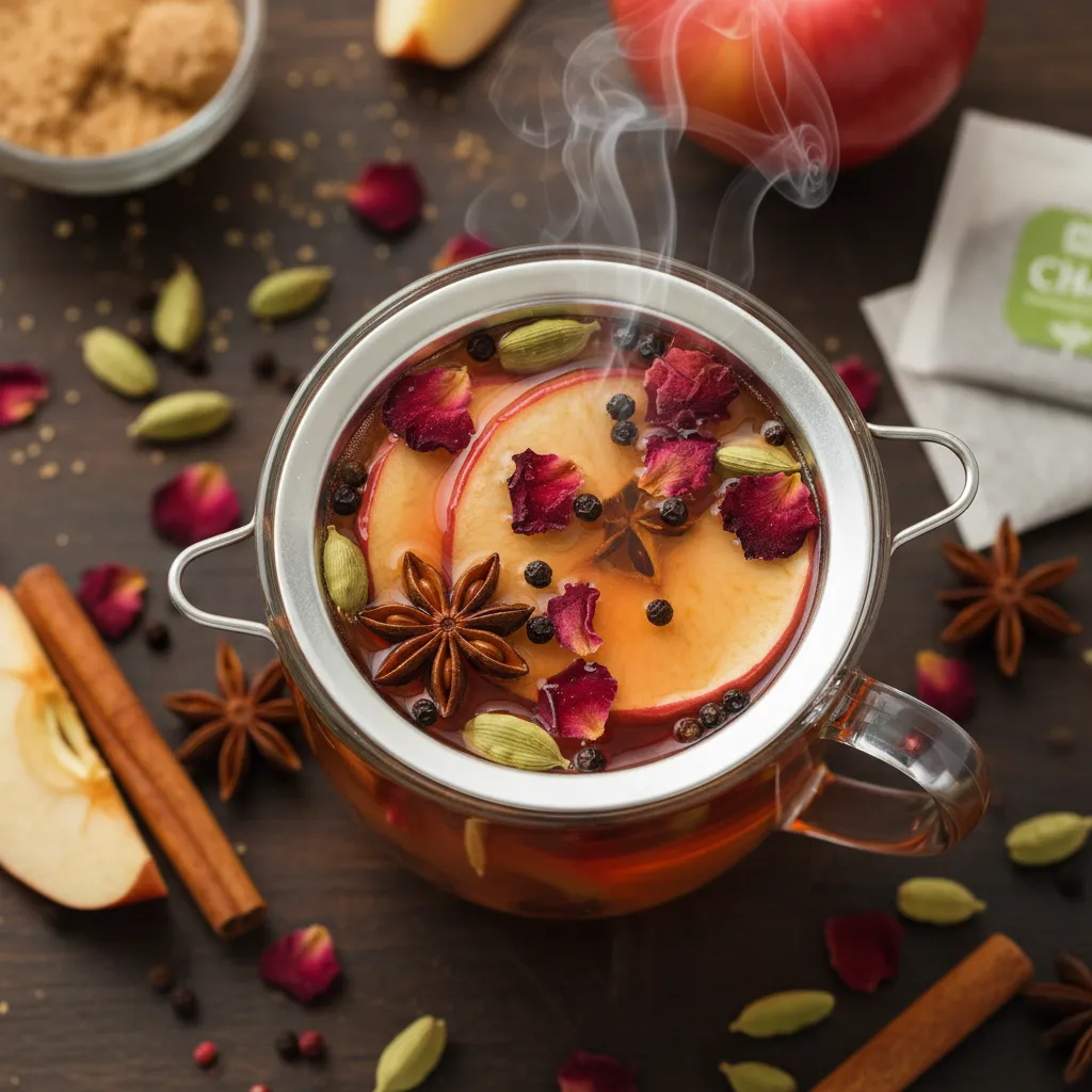 Chai-Spiced Apple Cinnamon Infusion with Rose Petals · All Special Recipes