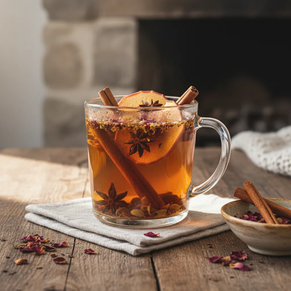 Chai-Spiced Apple Cinnamon Infusion with Rose Petals · All Special Recipes