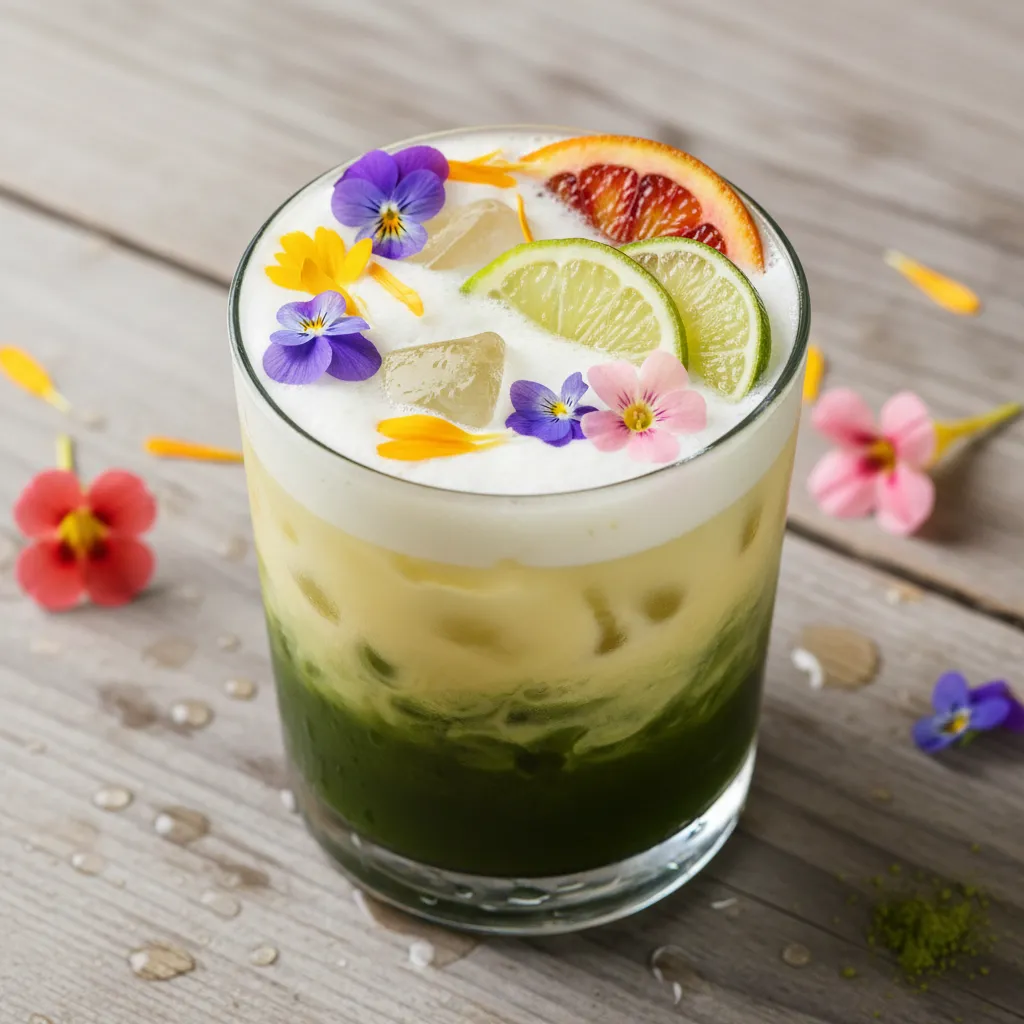 Frosty Citrus-Matcha Elixir With Edible Flowers · All Special Recipes