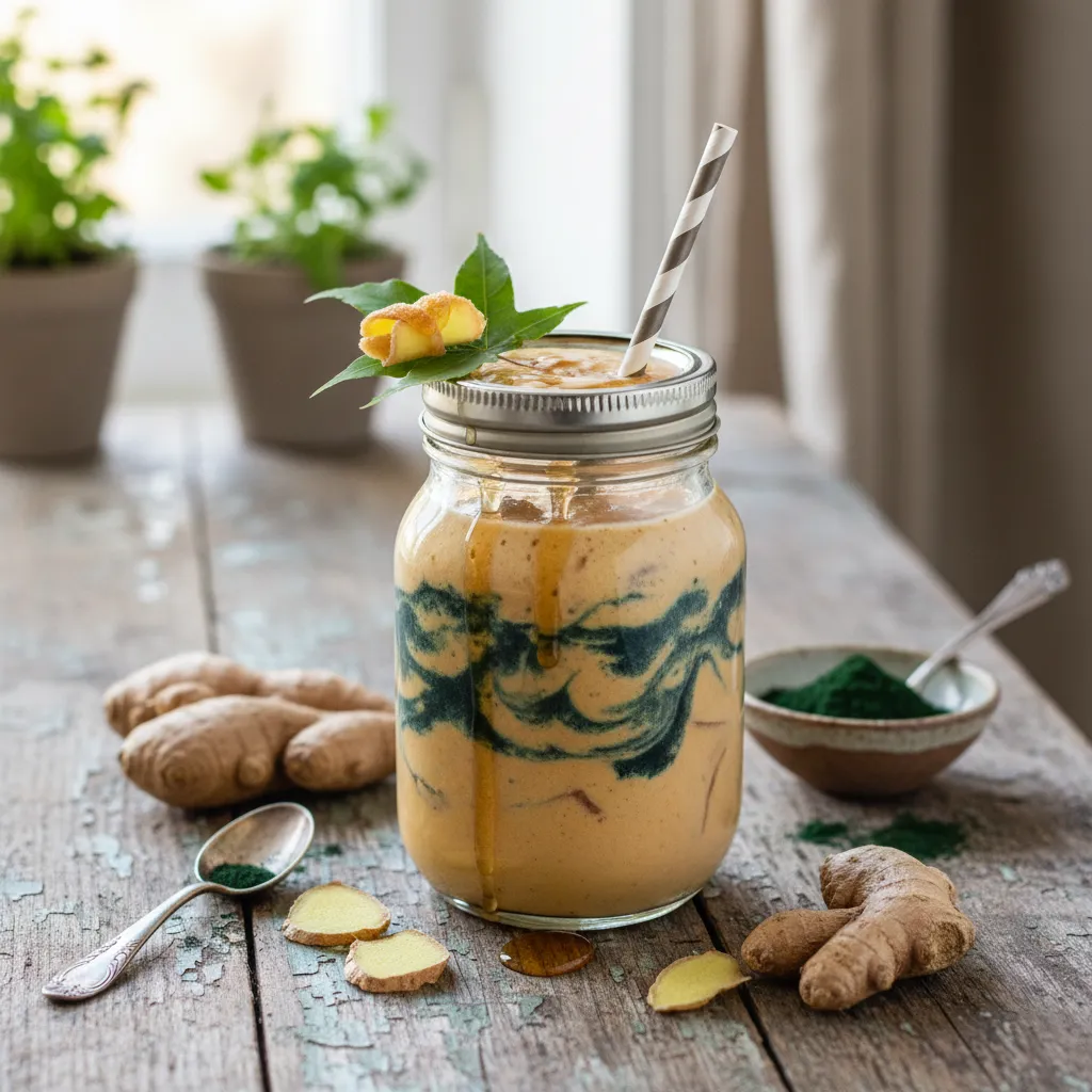 Ginger Maple Creamsicle Smoothie with Spirulina Swirl · All Special Recipes