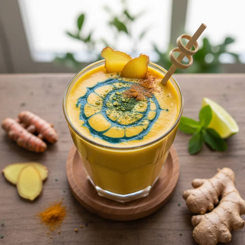 Ginger Turmeric Sunshine Smoothie with Spirulina Swirl · All Special ...
