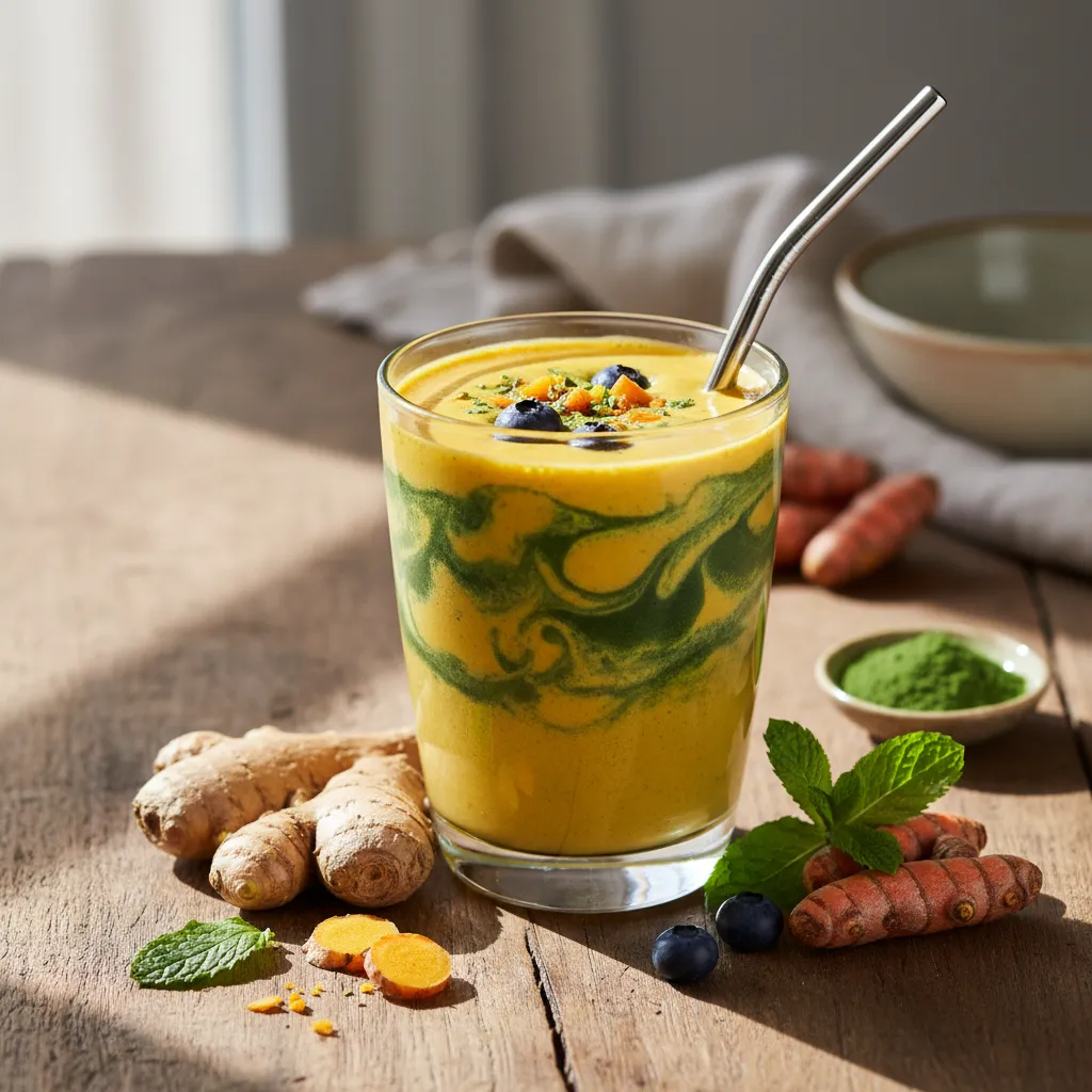 Ginger Turmeric Sunshine Smoothie with Spirulina Swirl · All Special ...