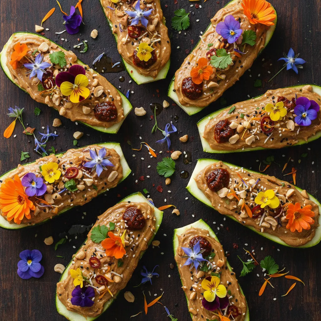 Savory Peanut Butter and Edible Flower Stuffed Zucchini Boats · All ...