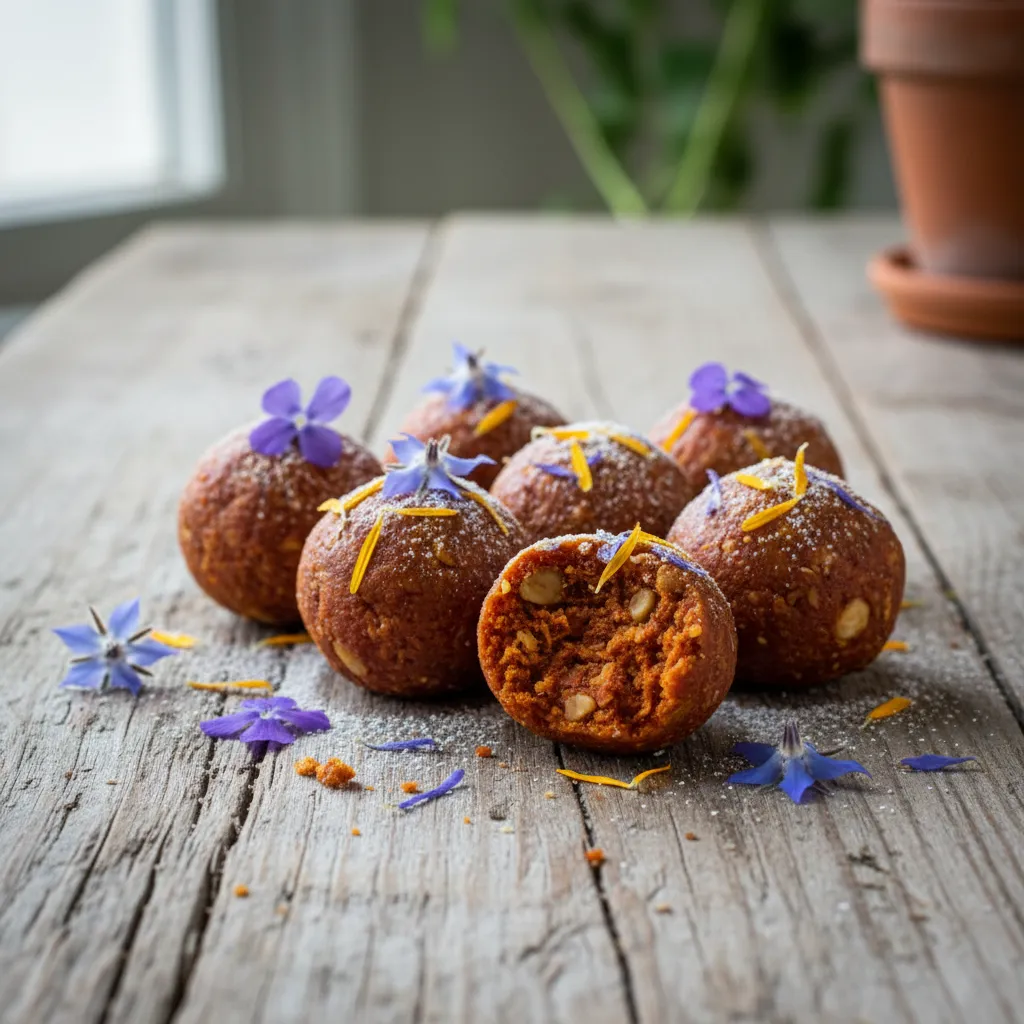 Sweet Potato & Edible Flower Bliss Balls · All Special Recipes