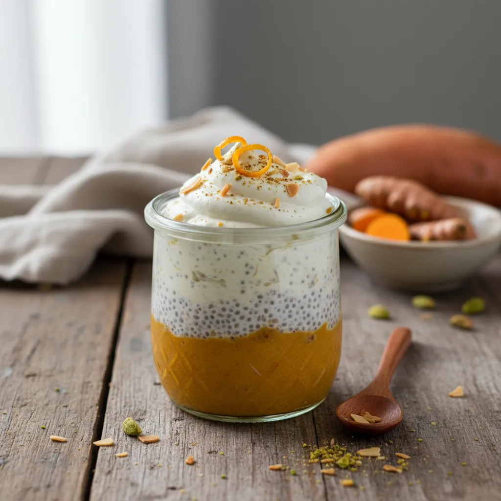 Turmeric Sweet Potato Chia Pudding with Cardamom Whip · All Special Recipes